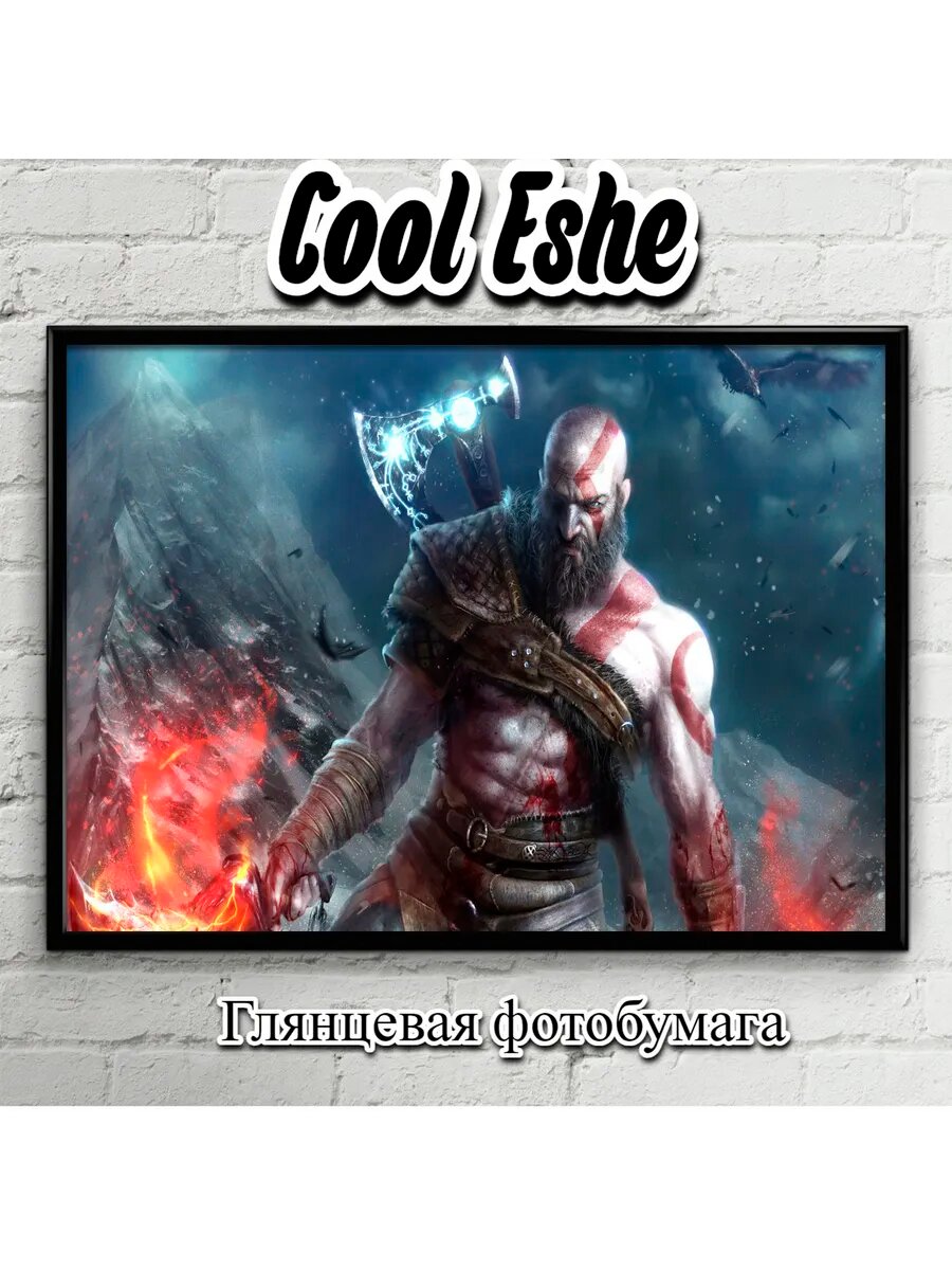 Плакат "kratos god of war art, заставка" А4