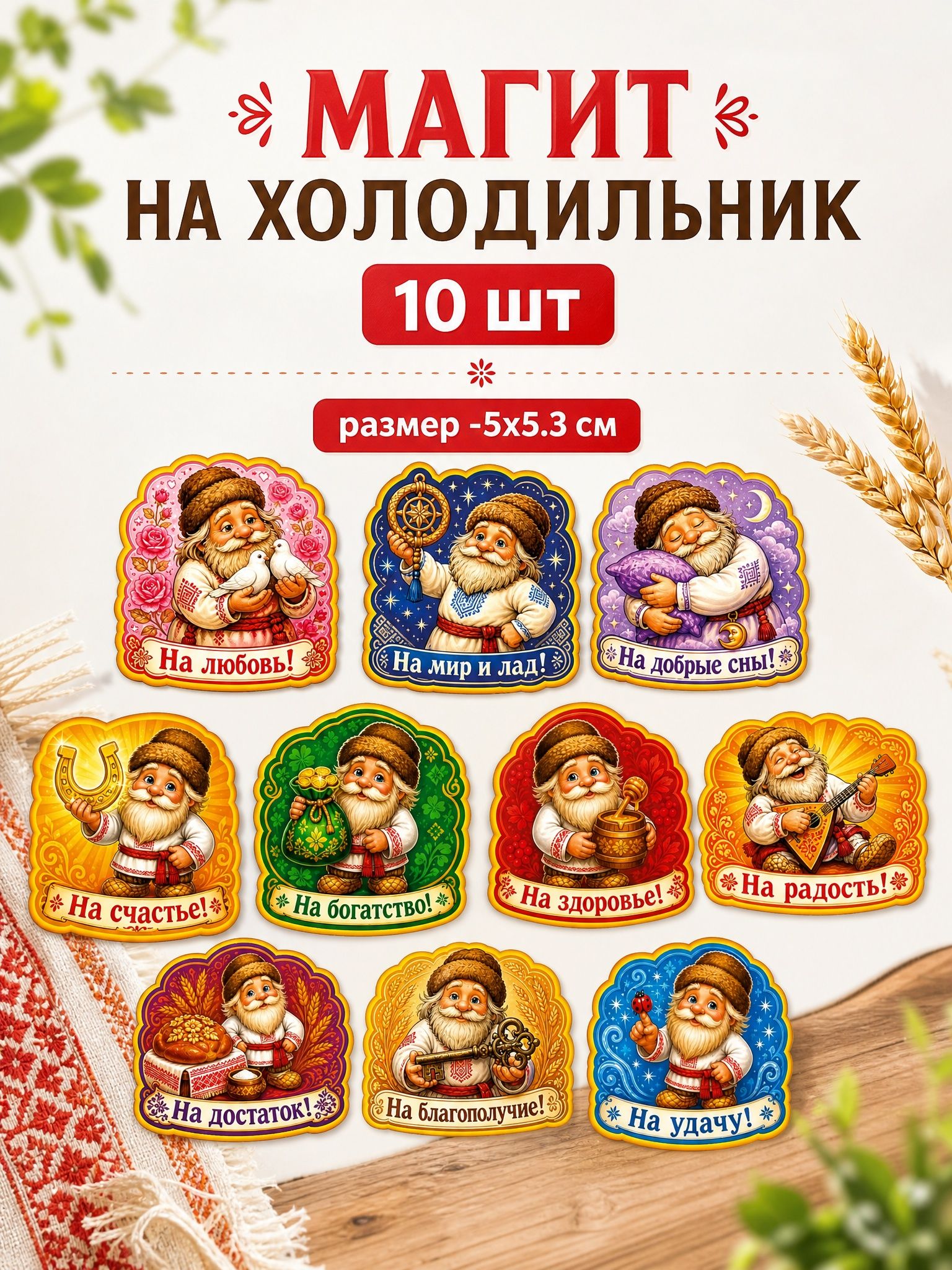 Магниты на холодильник Набор 10шт Домовой