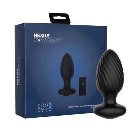 Nex-TOR004 Анальная вибровтулка Nexus Tornado Extra Large с функцией вращения, черная (11.8, Ø 5.2 см) Nexus