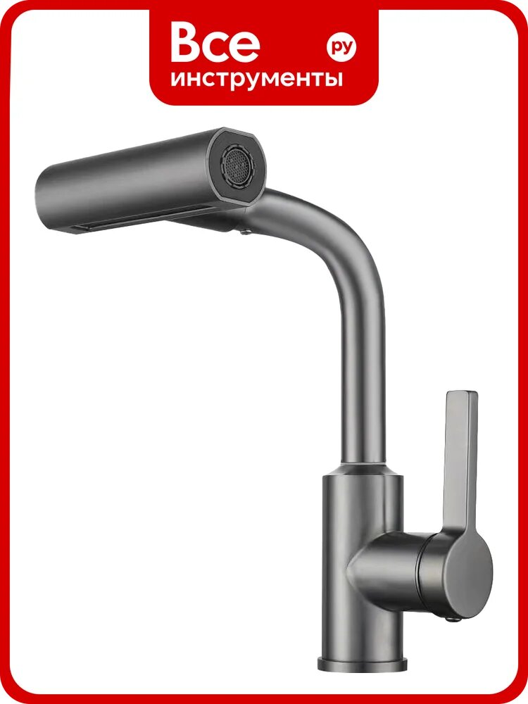 Смеситель для кухни с поворотной лейкой RUSH Tinos TI3732-17Grey