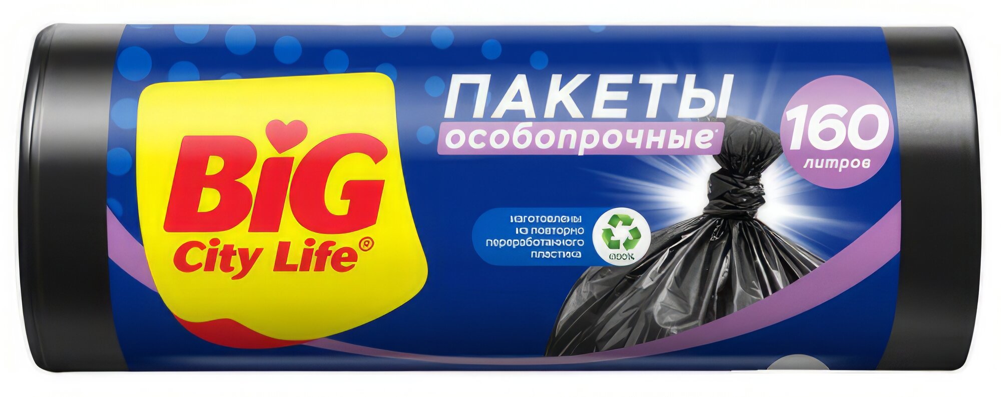 Пакеты для мусора BIG CITY LIFE Особопрочные 160л 80х110см 30мкм 10шт черные