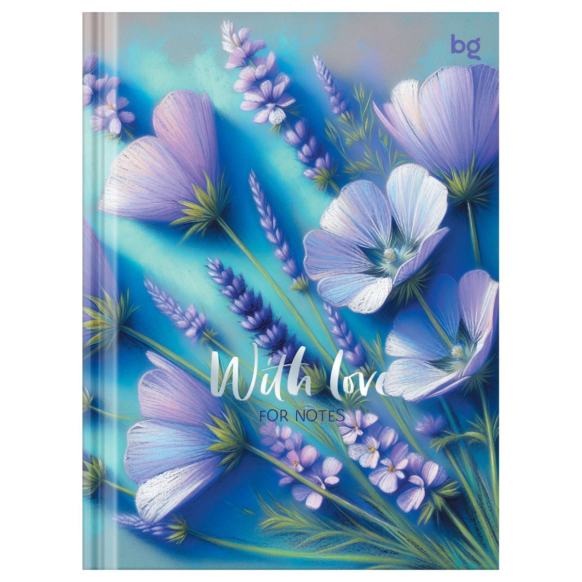 Блокнот для записей в клетку А6 BG "Flowers with love", 80л, матовая ламинация, тиснение фольгой (ББ6т80_лм_тф 62660)
