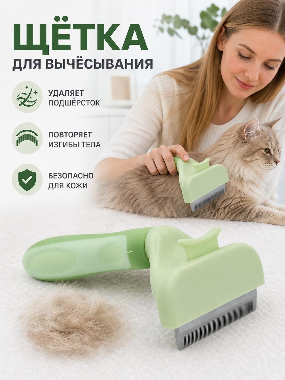 Расческа для кошек, гребень для собак, щетка для вычесывания шерсти, чесалка, дешеддер от клещей и блох