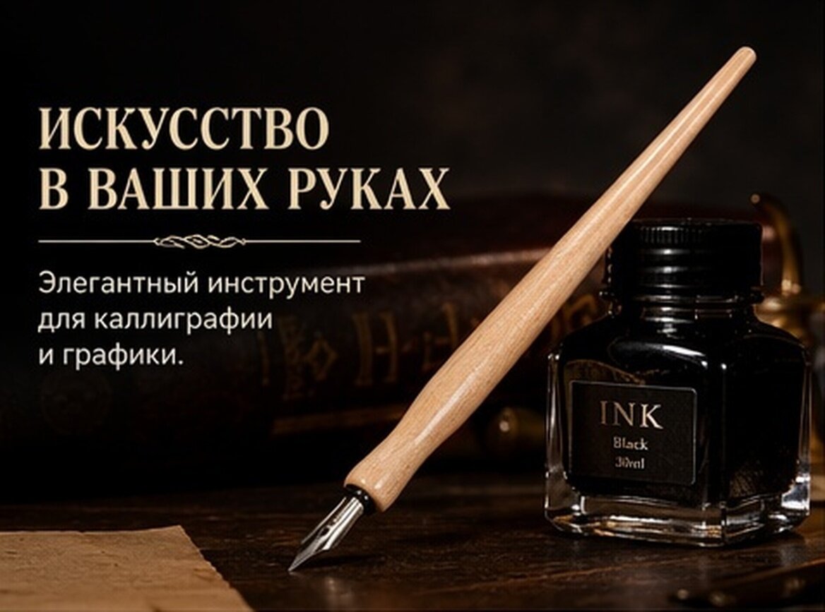 Держатель Для Перьевой Ручки Из Натурального Дерева С Извлекаемым Пером Для Каллиграфии И Рисования 15.00X1.20X1.20CM