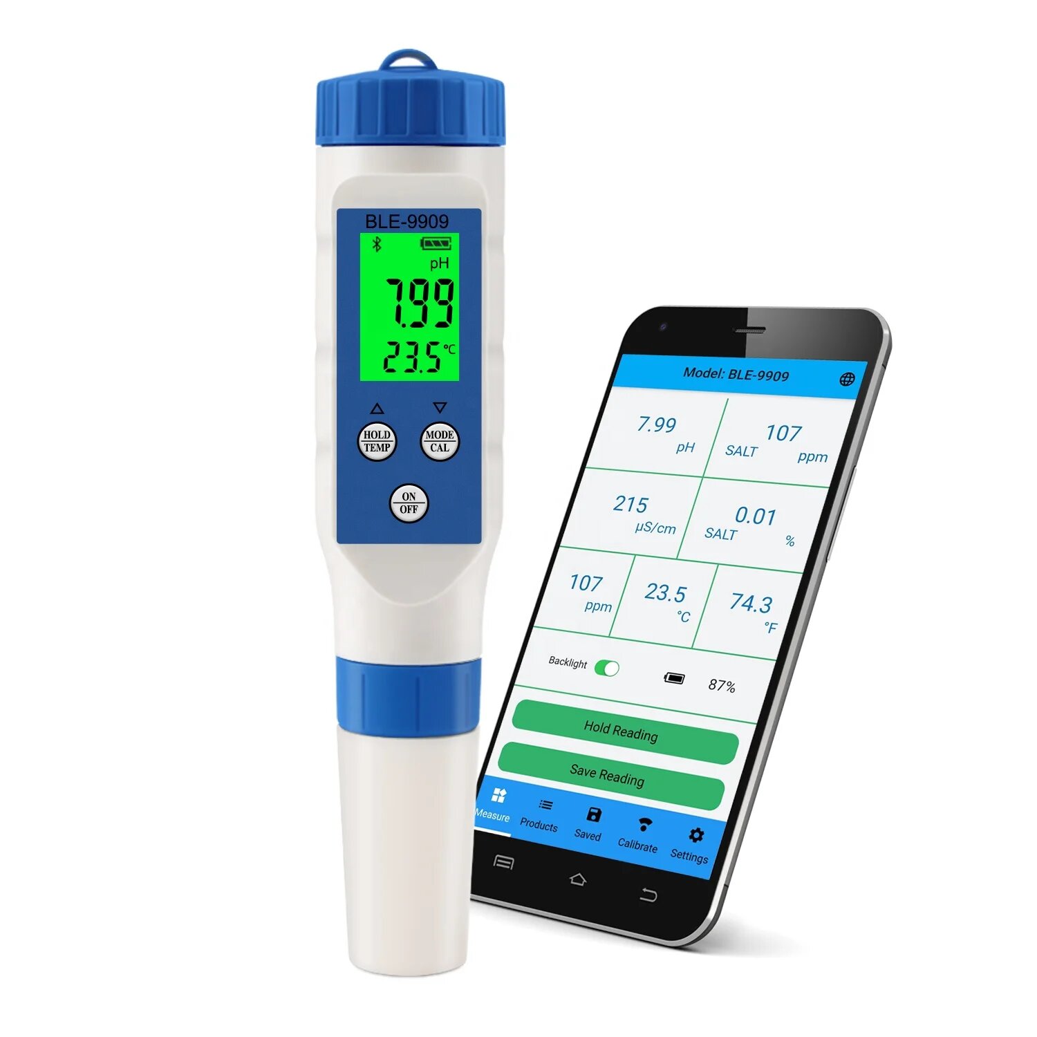 HeiPoe Bluetooth-метр pH 5 в 1 BLE-9909
