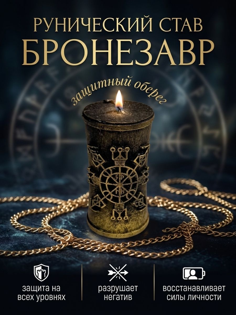 Программная свеча для ритуала/ Рунический став "Бронезавр"