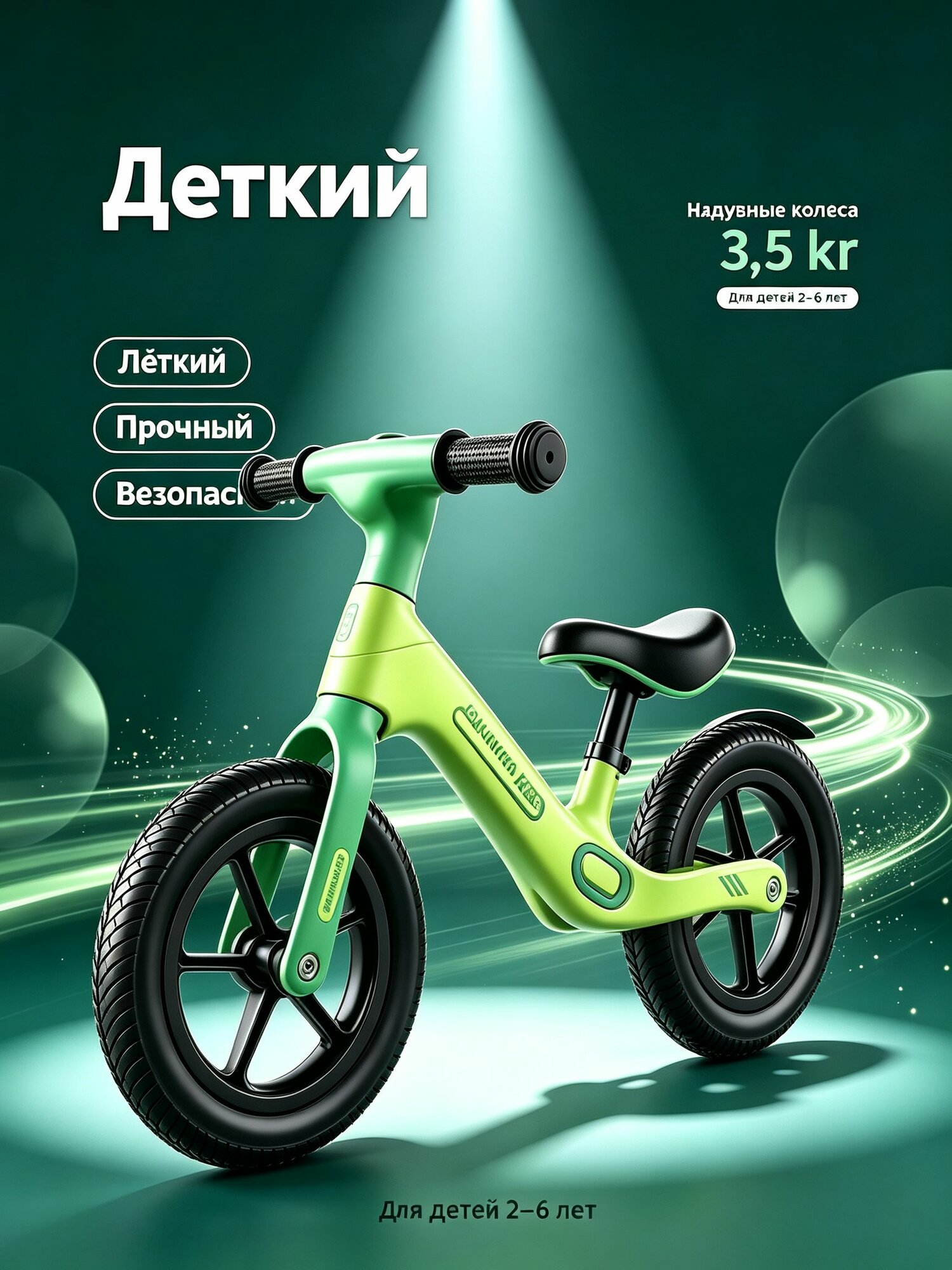Беговел,2-6 лет, Рекомендуемый рост от 80 см,12 дюймов