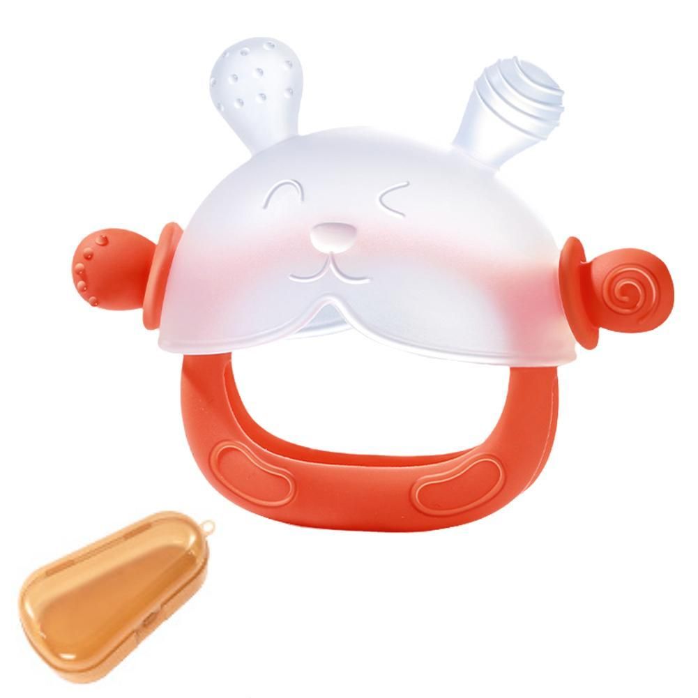 ROXY-KIDS Прорезыватель для зубов детский силиконовый, грызунок браслет, на руку, для новорожденных малышей 0+, CRABBY розовый
