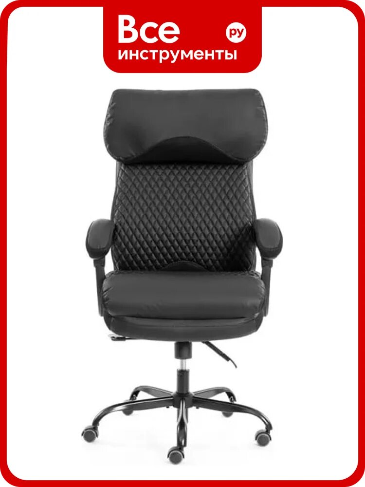 Кресло TetChair Chief metalBL кож/зам/ткань, черный/черный стеганный/черный 25019