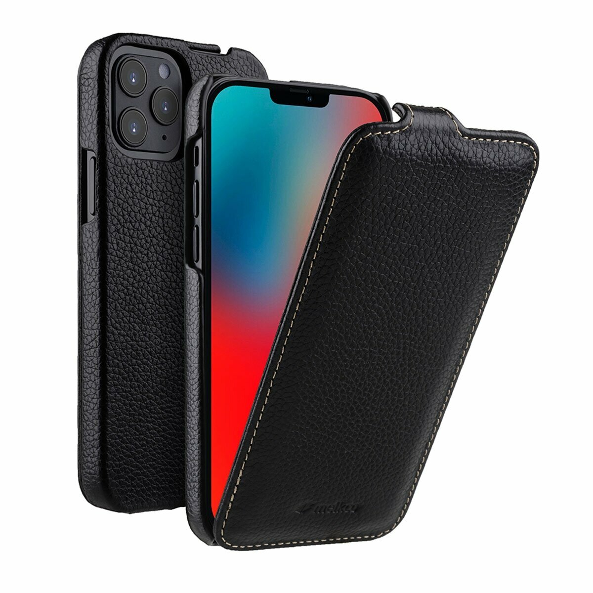 Кожаный чехол флип Melkco для Apple iPhone 12 / 12 Pro (6.1") - Jacka Type, черный
