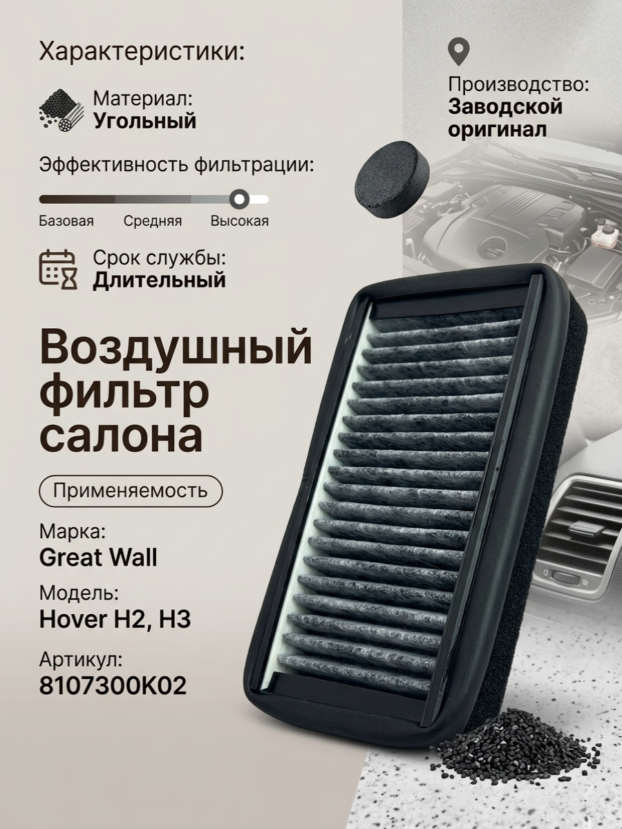 Фильтр салона Great Wall Hover, Hover H3, Hover H5 до 2012 года выпуска - 8107300K02