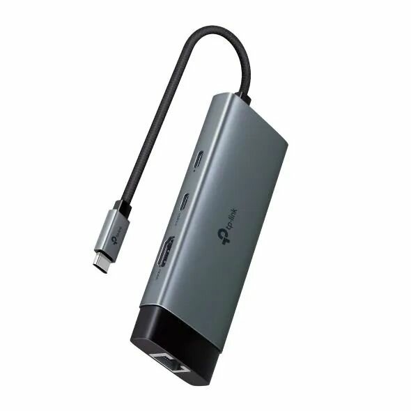 USB концентратор TP-Link UH6120C, 1 HDMI, 1 порт быстрой зарядки мощностью 100 Вт, 1 порт USB-C, 2 порта USB-A 3.0 и конвертер Type C в Gigabit Ethernet