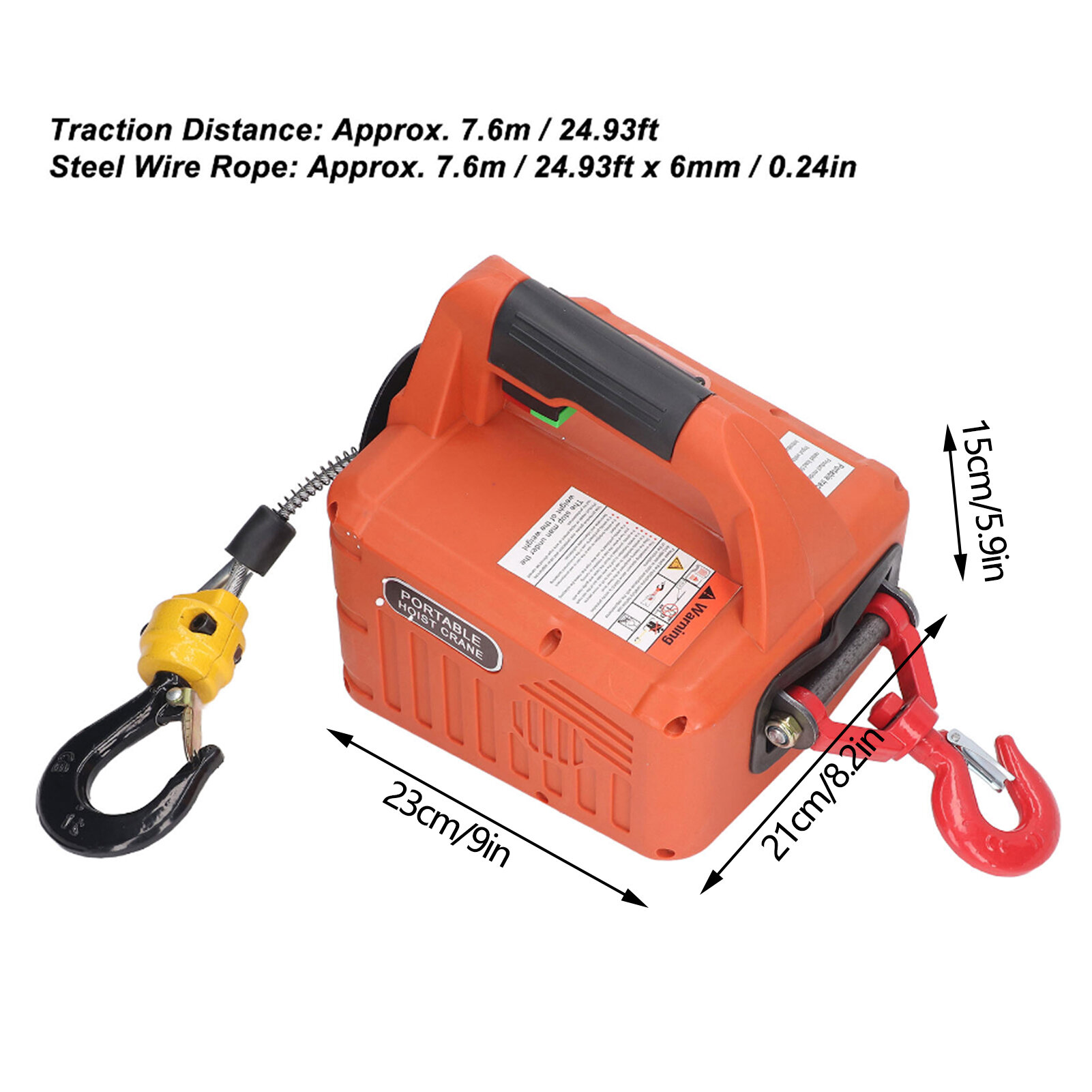 Электрическая лебедка переносная силовая электрическая таль с дистанционным управлением, грузоподъемность 500 кг, максимальная высота подъема 7,6 м, мощность 1500 Вт, евровилка 220 В.