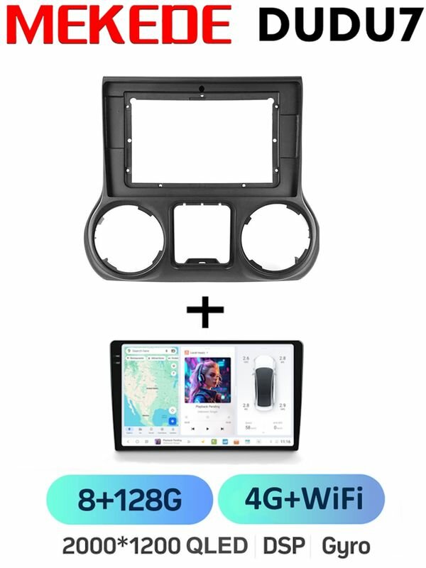 Магнитола Mekede 10" DUDU7 8/128 Gb для Jeep Wrangler 3 JK 2010-2017 (L-14) carpay Android