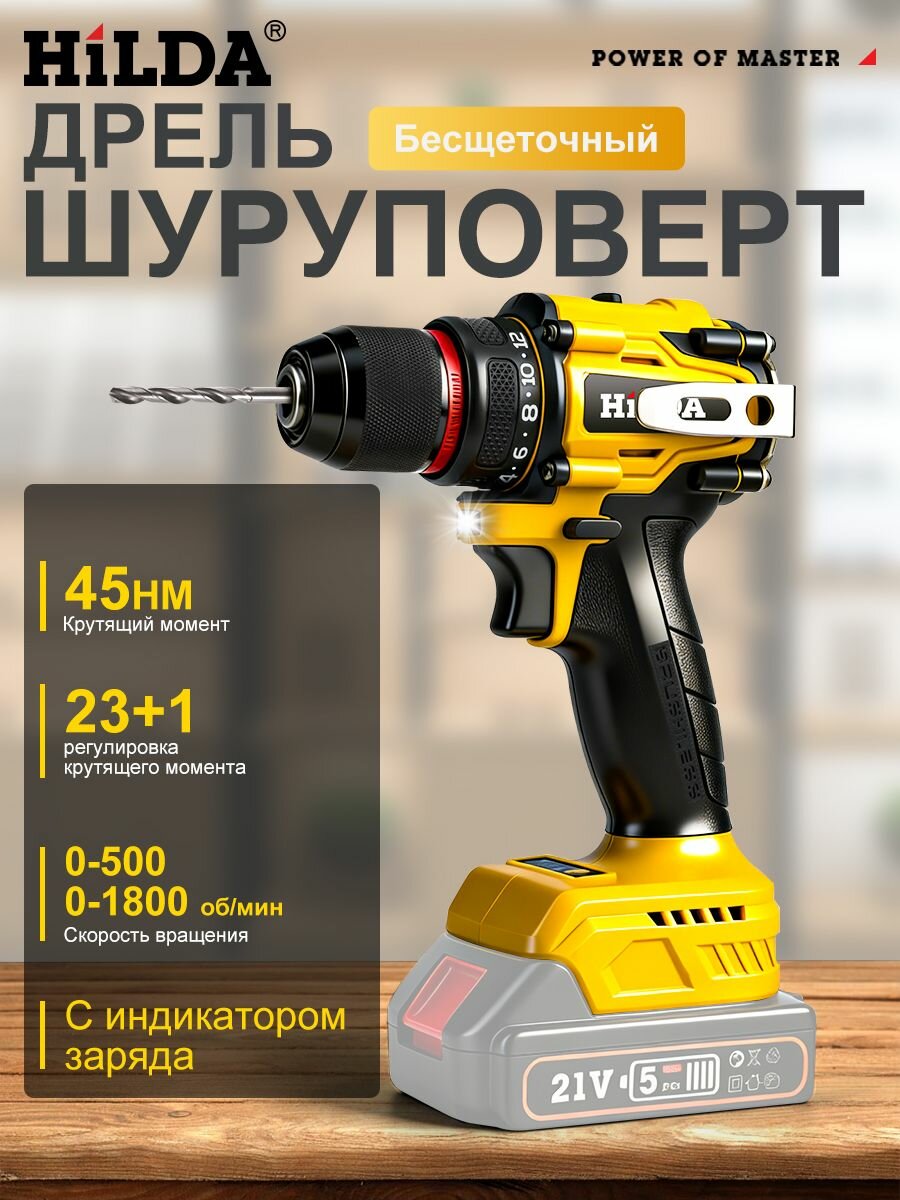 Шуруповерт аккумуляторный бесщеточный/ Дрель-шуруповерт