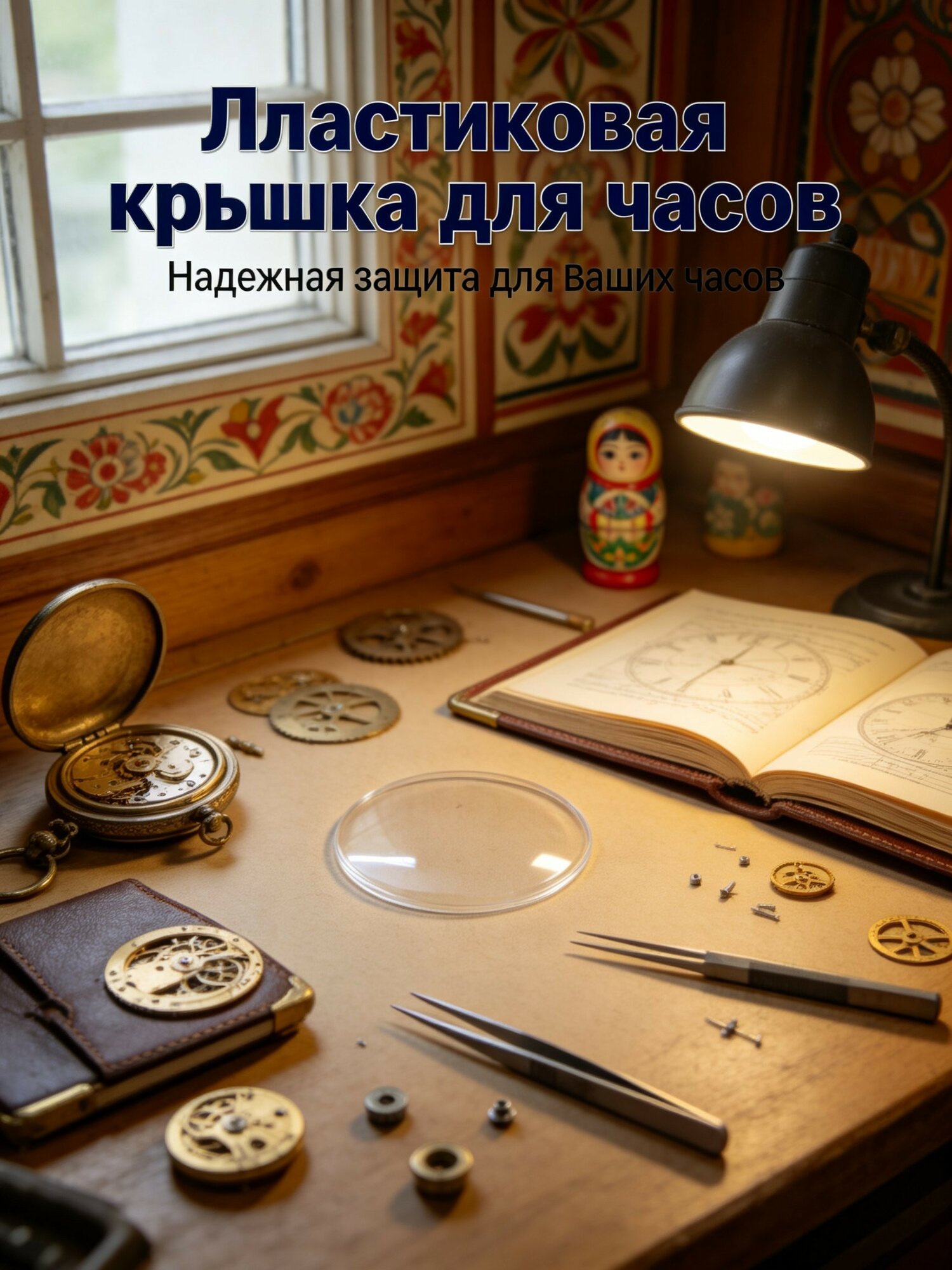Деталь для ремонта часов, пластиковая крышка диаметром 25-43 мм с высотой центра 4,0-5,0 мм, 1 шт