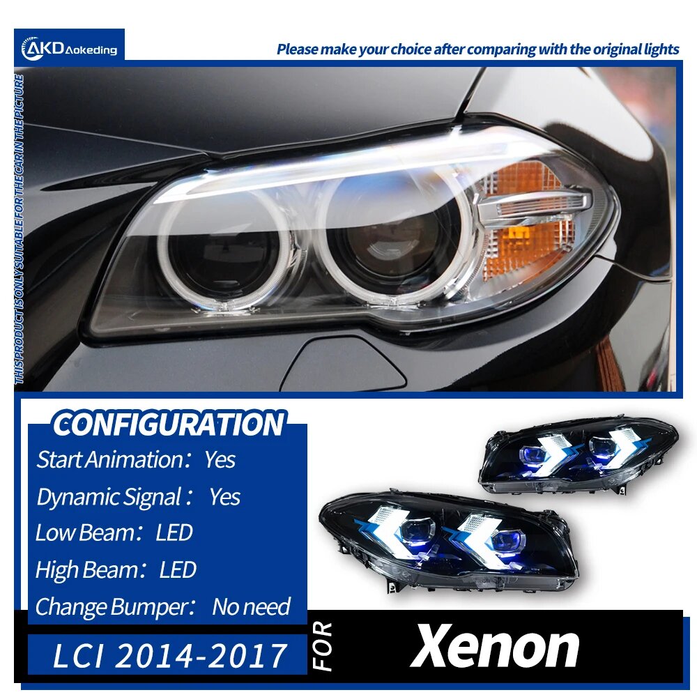Автозапчасти для фар BMW 5 серии F10 2010-2017 520i 530i 528i последний стиль светодиодных дневных фар Авто аксессуары Modified