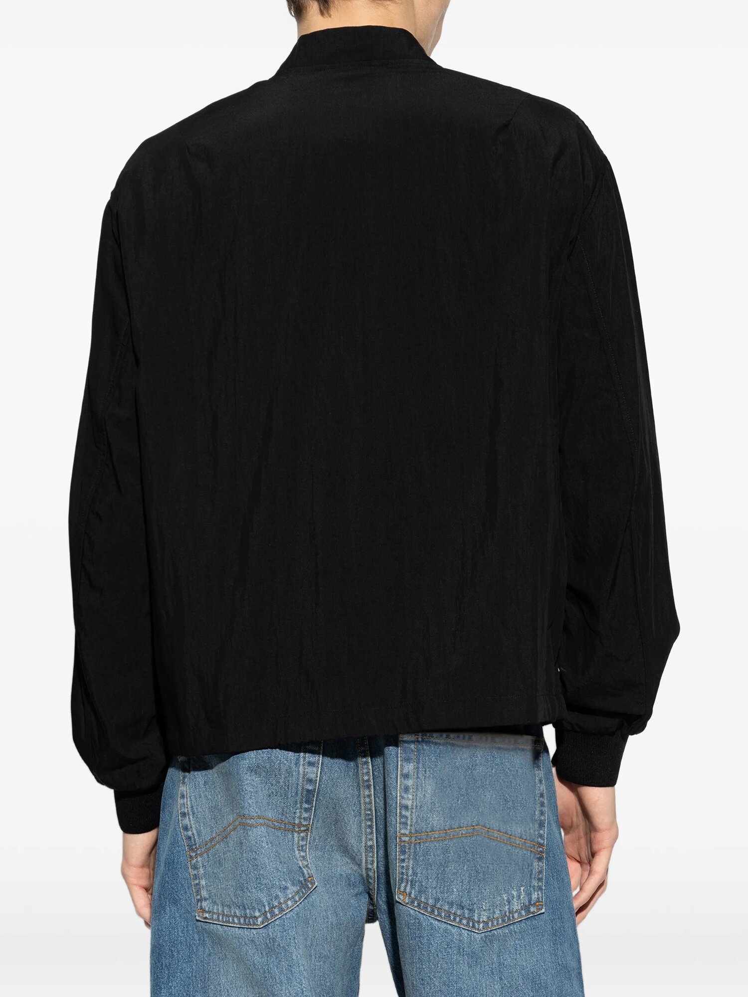 Куртка EMPORIO ARMANI Logo-embroidered zip-up jacket, размер 50, black/black — фото 1