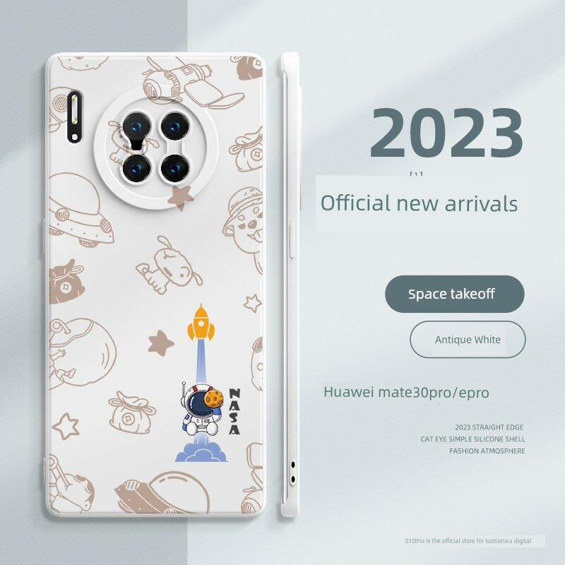 Силиконовый чехол для Huawei Mate 30 Pro, антично-белый с космическим стартом, полное покрытие, противоударный, 1 шт.