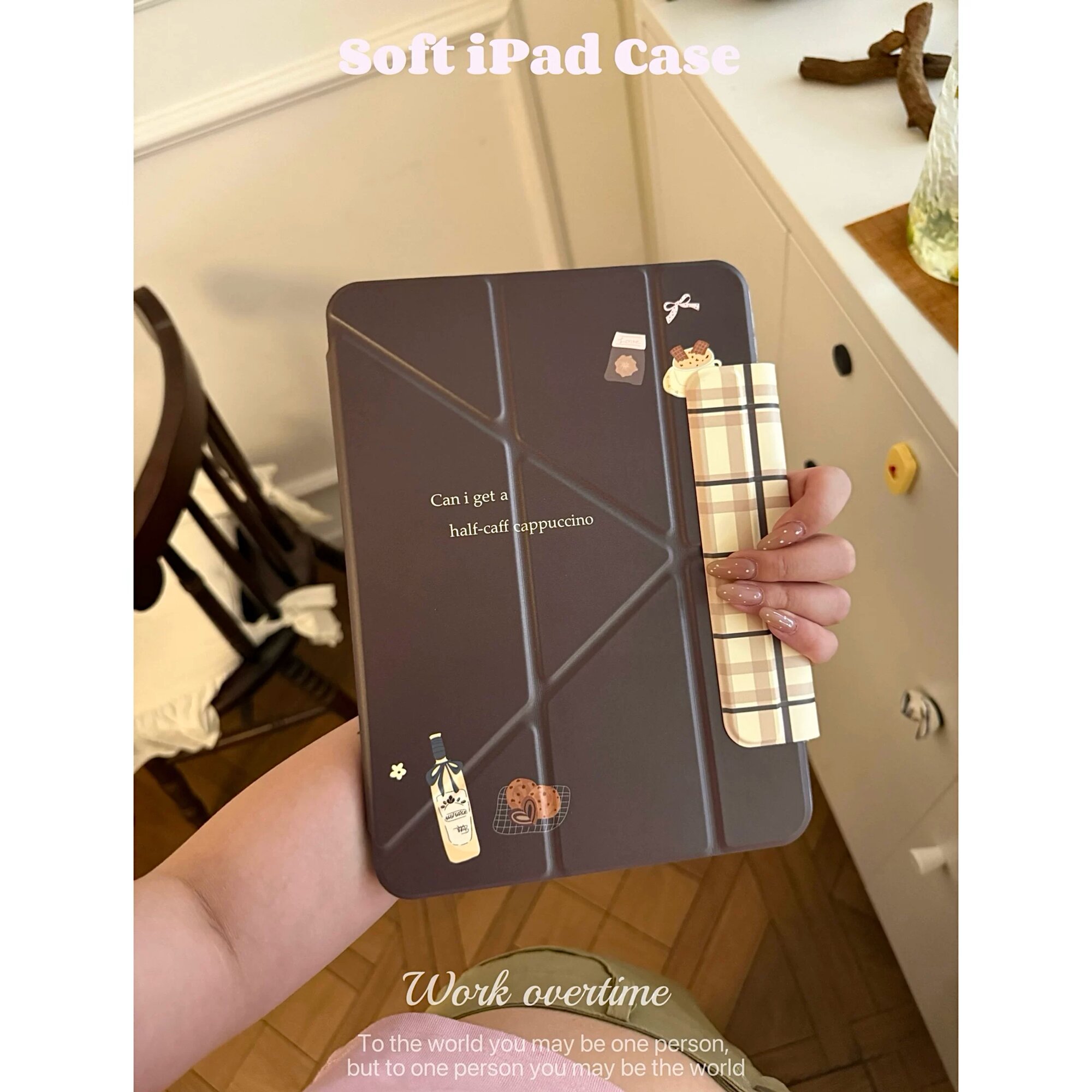 Защитный чехол для планшета iPad Pro 2024 (7, 8, 9 поколения), Air 5/6/7/mini, с милым Y-образным креплением,