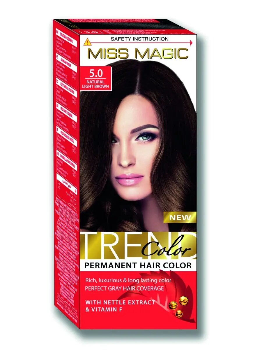 MISS MAGIC Стойкая крем-краска для волос 5.0 светло - коричневый