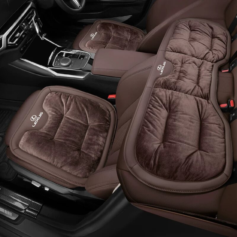 Зимние флисовые чехлы для сидений Lexus ES200/ES300H/RX300/NX200 - комплект из 3 шт, мокко