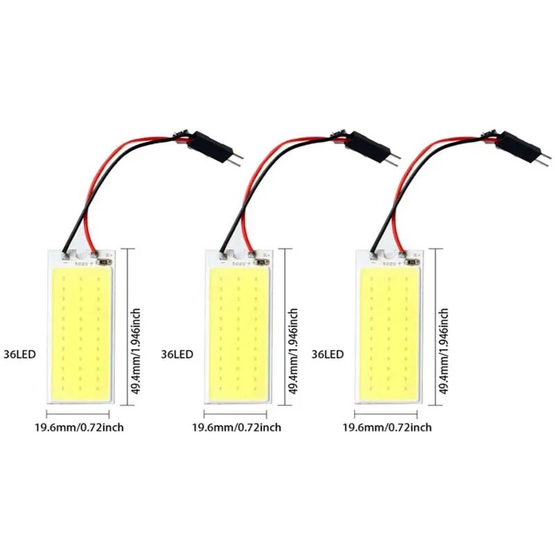 1/2/3 шт. T10 W5W COB 18SMD 24SMD 36SMD 48SMD Светодиодная лампа для автомобиля, 36LED 3pcs