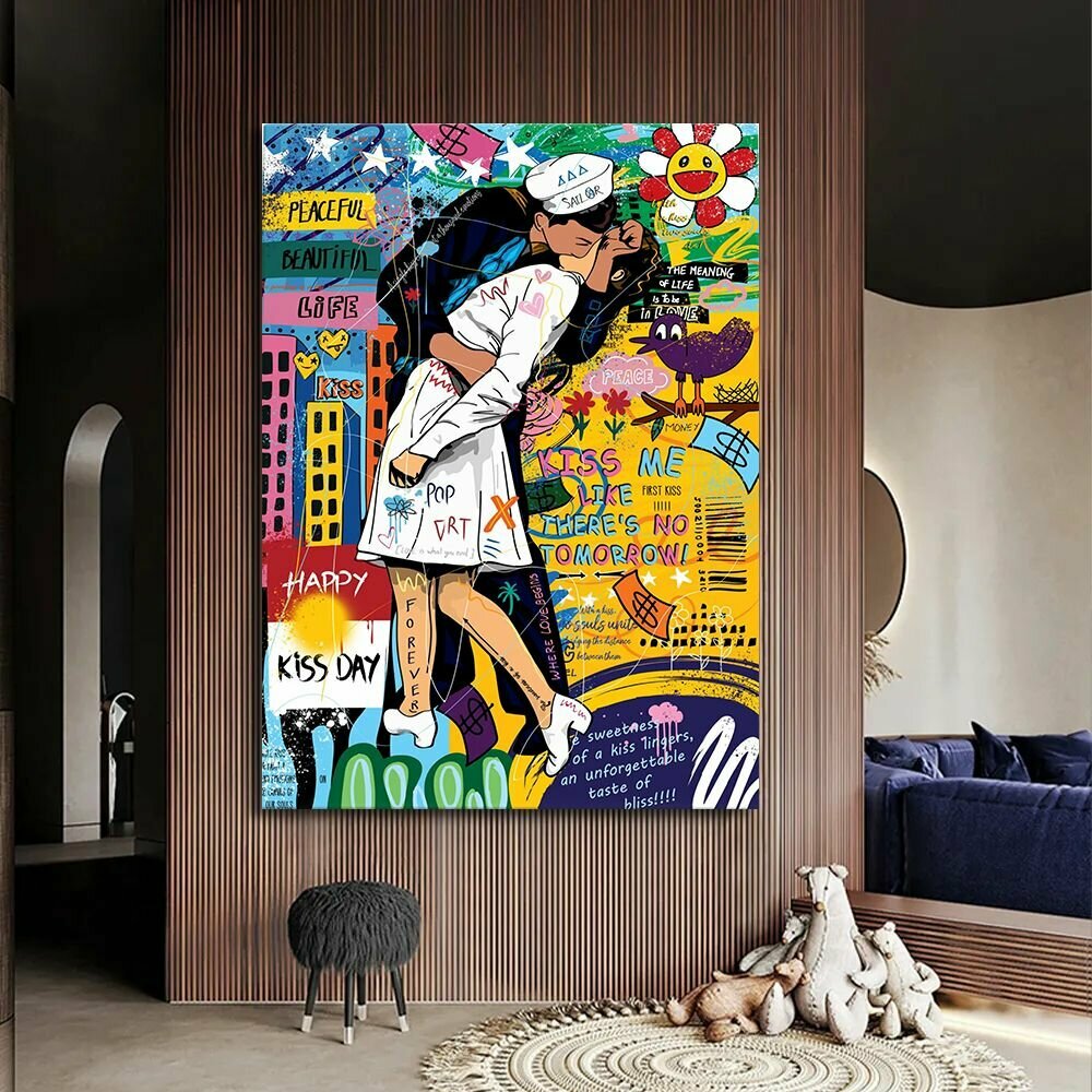 Картина "Banksy", уличное искусство, граффити, поп-арт, холст, на подрамнике, 20x30 см