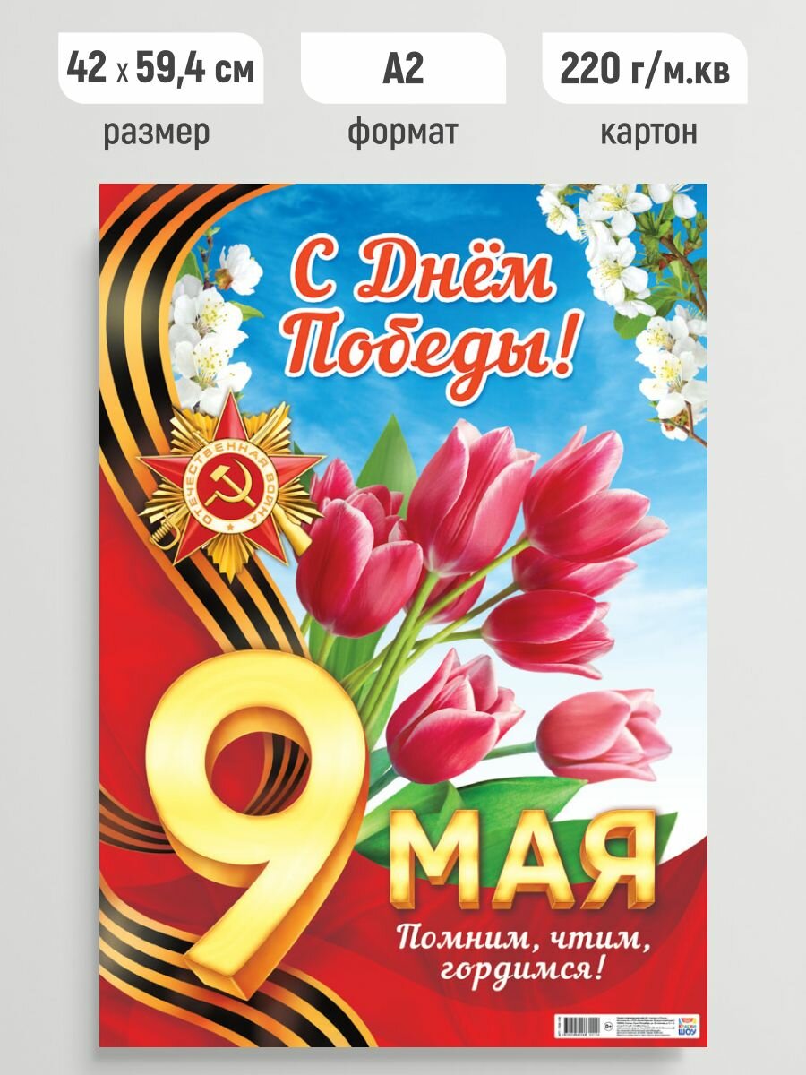 Плакат праздничный С Днем Победы! Постер поздравительный А2