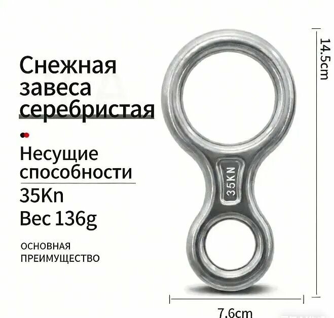 Страховочно-спусковое устройство, длина: 24 см