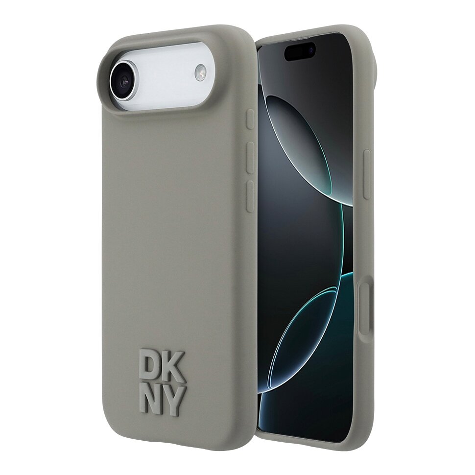 DKNY силиконовый чехол с MagSafe для iPhone Air, Liquid Silicone Stack Metal logo, бежевый