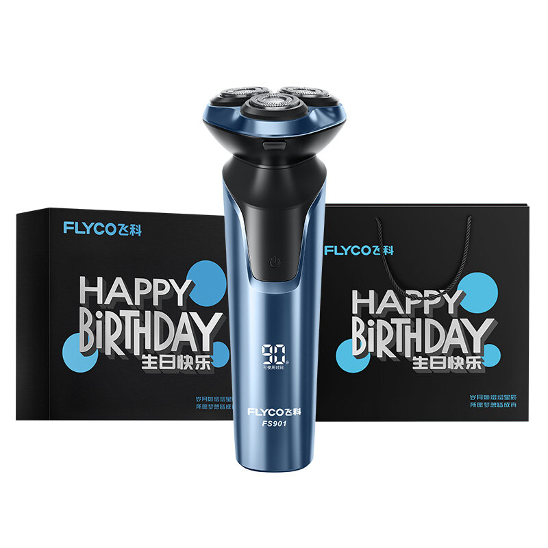Электробритва роторная мужская FLYCO FS901 Blue Birthday Box
