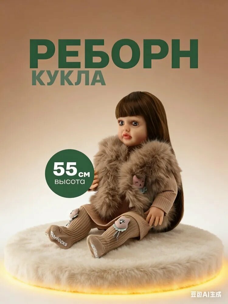 Кукла пупс для девочек reborn реборн с бутылочкой и соской, 55 см, говорящая, рассказывает сказки, стихи, ведет диалог
