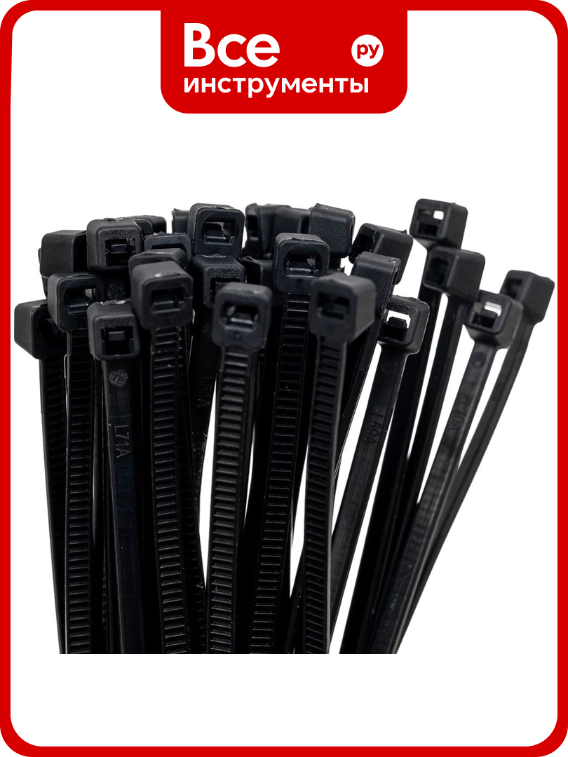 Стандартный хомут EKF FlexLock PROxima P6.6 2.5x100, полиамидный ультрафиолетостойкий черный стяжной ремень