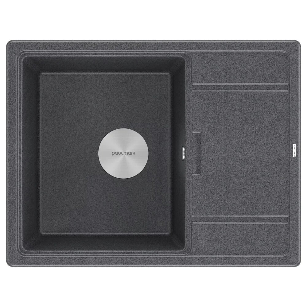 Мойка кухонная Paulmark Flugen 50-650 PM216550-DG 65x50, прямоугольная, мойка для кухни, с крылом, черная, серая, матовая