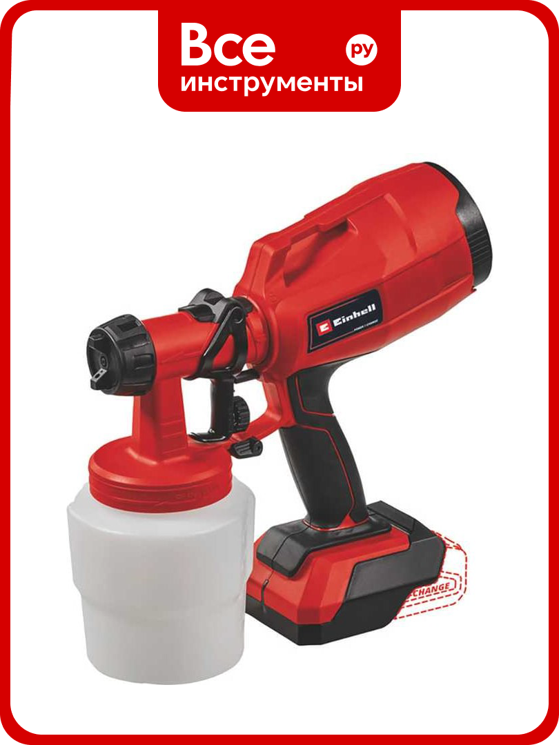 Аккумуляторный краскопульт Einhell TC-SY 18/60 Li, 18 В, 2 сопла, наб д. чистки, без АКК и ЗУ