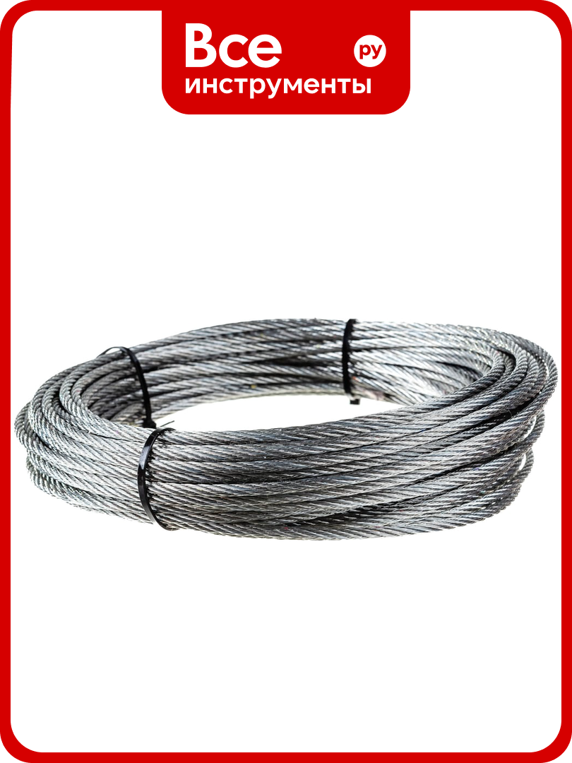 Стальной трос для растяжки DIN 3055 5 мм упак. 30м- накл. Tech-Krep 127851, из стали, цинковое покрытие, для монтажа