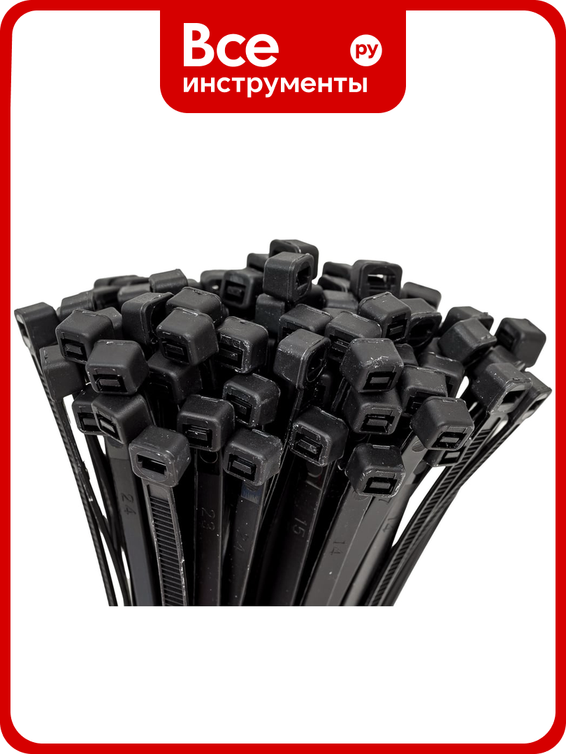 Нейлоновые стяжки FortiFlex КСС, черный, ультрафотоустойчивый нейлон для наружных креплений