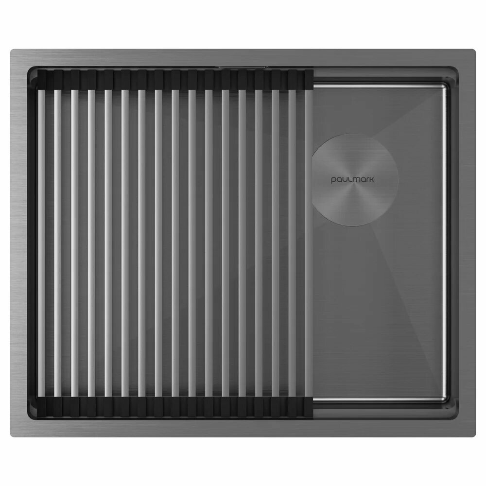 Мойка кухонная Paulmark PM705445-GM металлическая, 54x45, прямоугольная, мойка для кухни, врезная, под столешницу