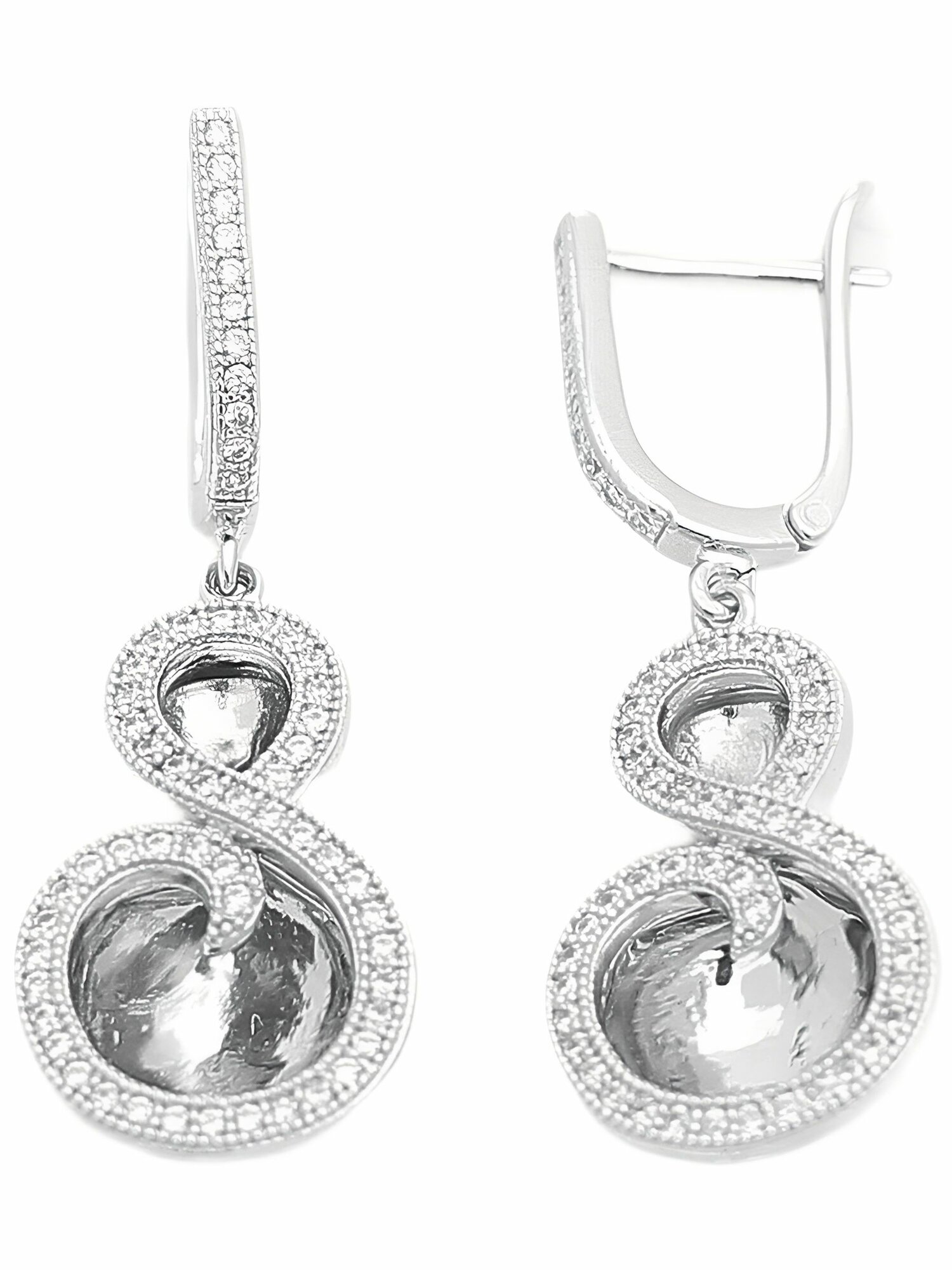 Серьги, серебро, 925 проба, родирование, фианит