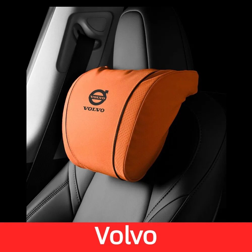 Подушка автомобильная На подголовник, Экозамша, 1 шт. Оранжевый Volvo