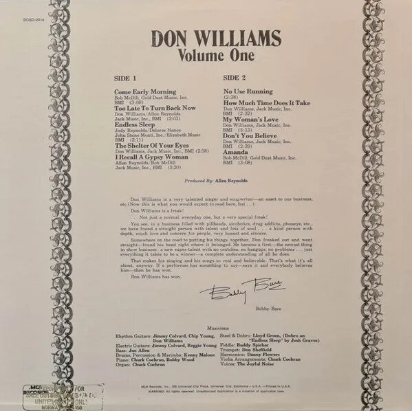 Don Williams (2) - Volume One (USA) EX- — фото 1