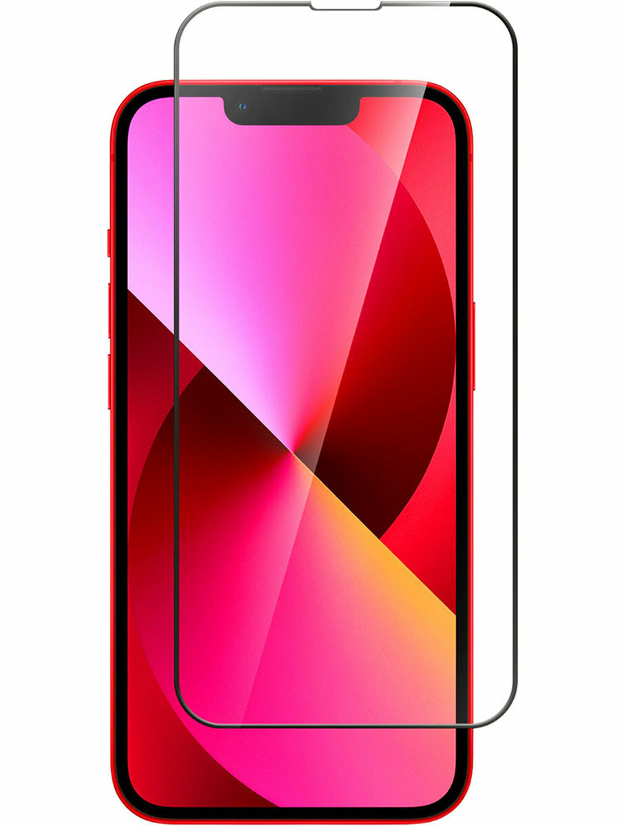 Защитное стекло BoraSCO, для iPhone 13/13 Pro/14, черная рамка