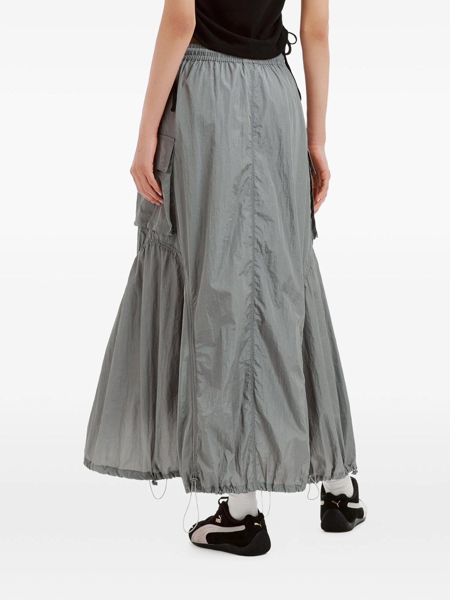 Юбка minicream Drawstring-hem cargo maxi skirt, размер 40, серый — фото 1