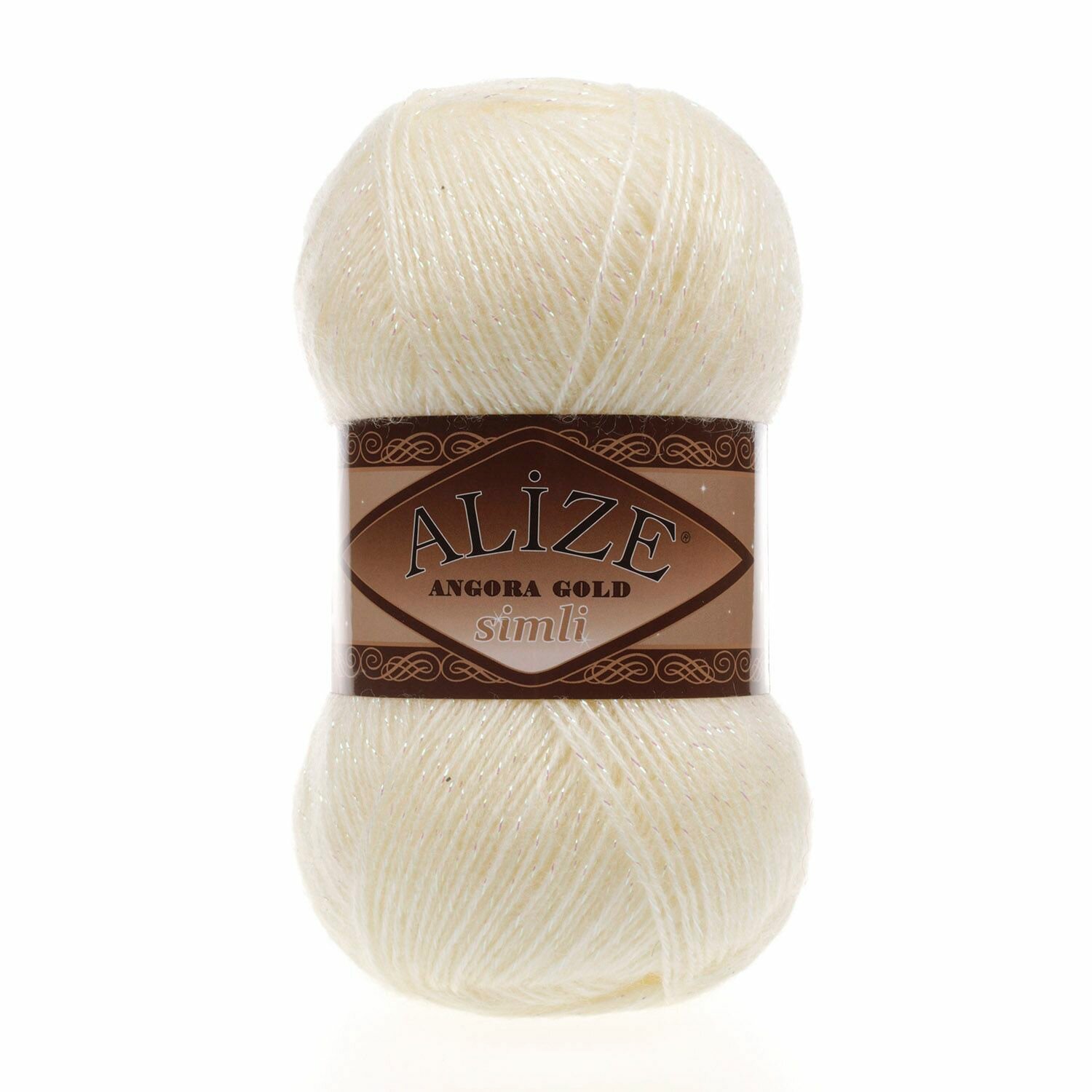 Пряжа для вязания Angora Gold simli Alize 2 мотка (500 м, 100 гр), цвет 67 молочно-бежевый