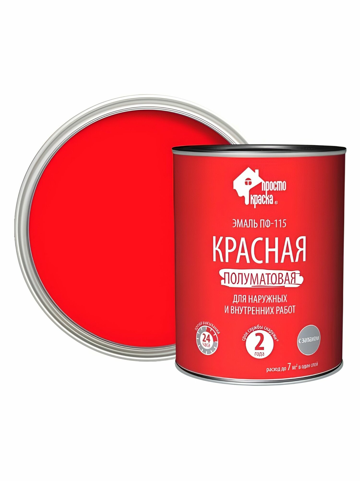 Эмаль ПФ-115 Просто Краска полуматовая цвет красный 0.8 кг