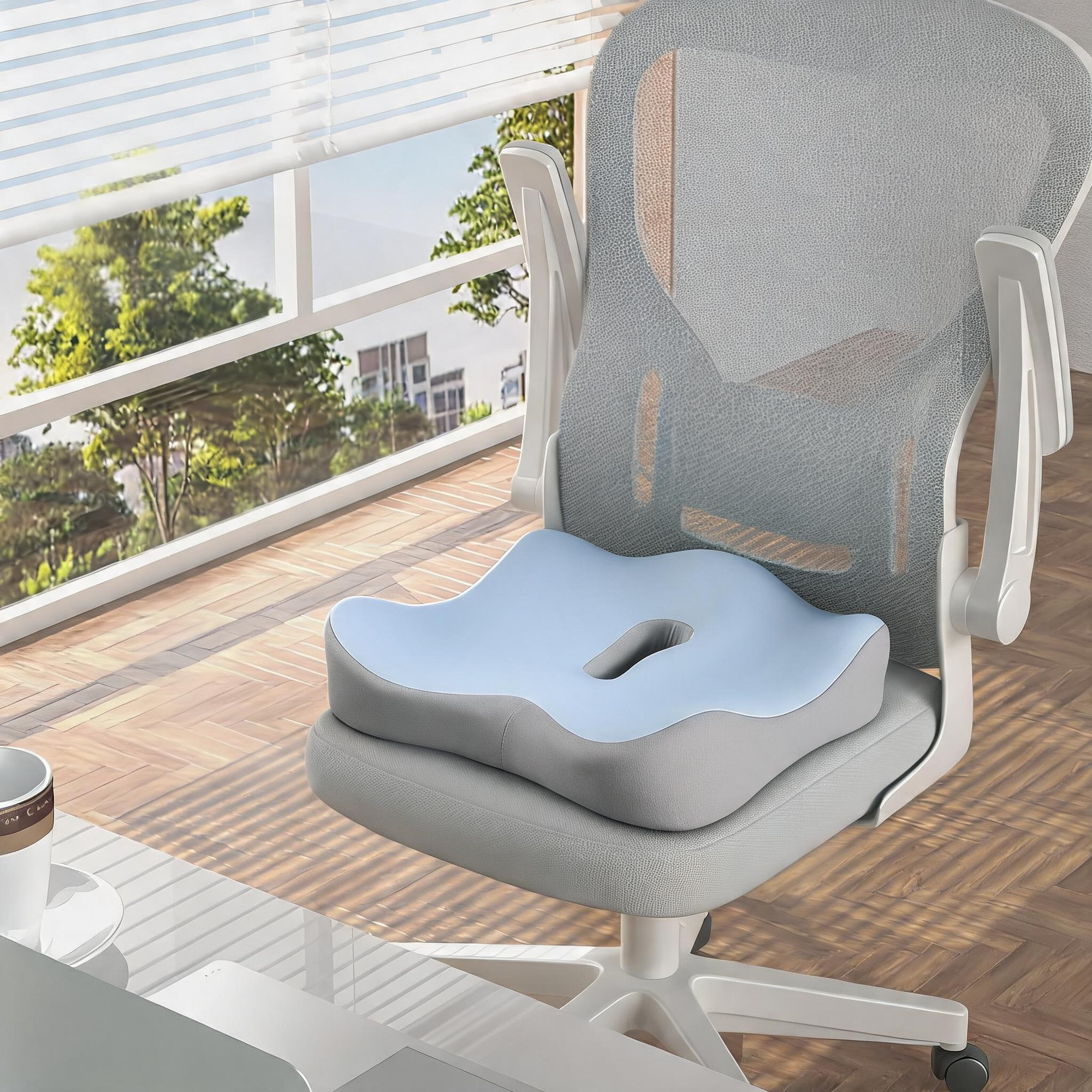 【Ergonomic Office Seat Cushion】3-Zone Memory Foam Lumbar Support Pillow Breathable Posture Corrector for Car Office Wheelchair