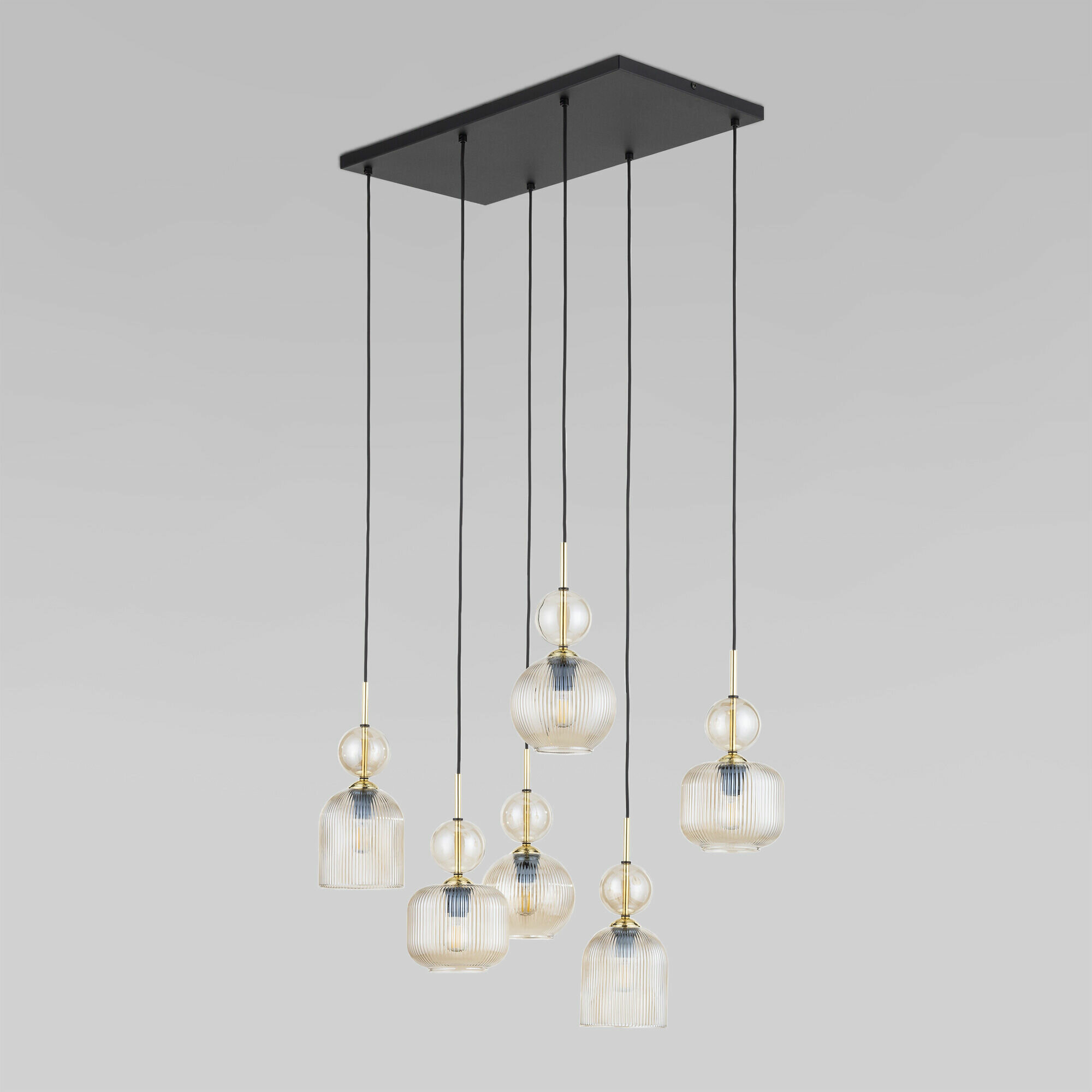 Люстра / Подвесной светильник TK Lighting Sophia Cognac 11044, E14, 10 Вт, цвет черный/янтарный