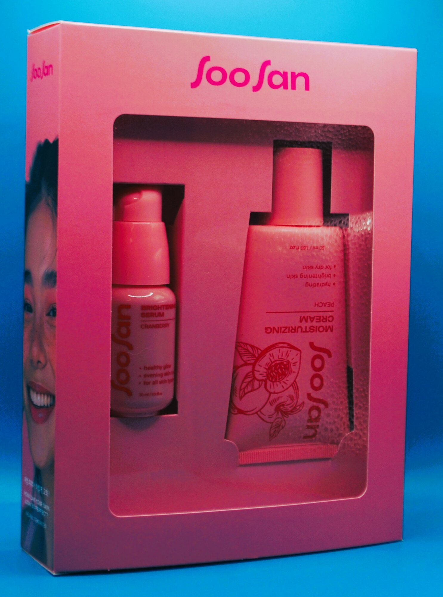 Крем и сыворотка для лица SooSan Glow & Tone с экстрактом персика и клюквы