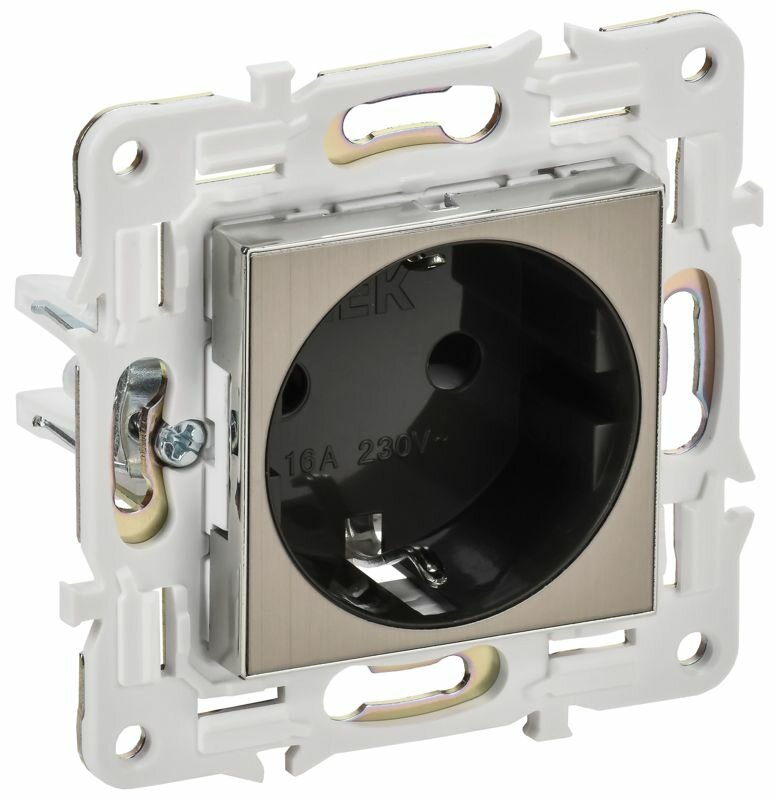 Розетка SKANDY 16А с заземл. защ. шторки SK-R04N никель IEK SK-R14-16-K50